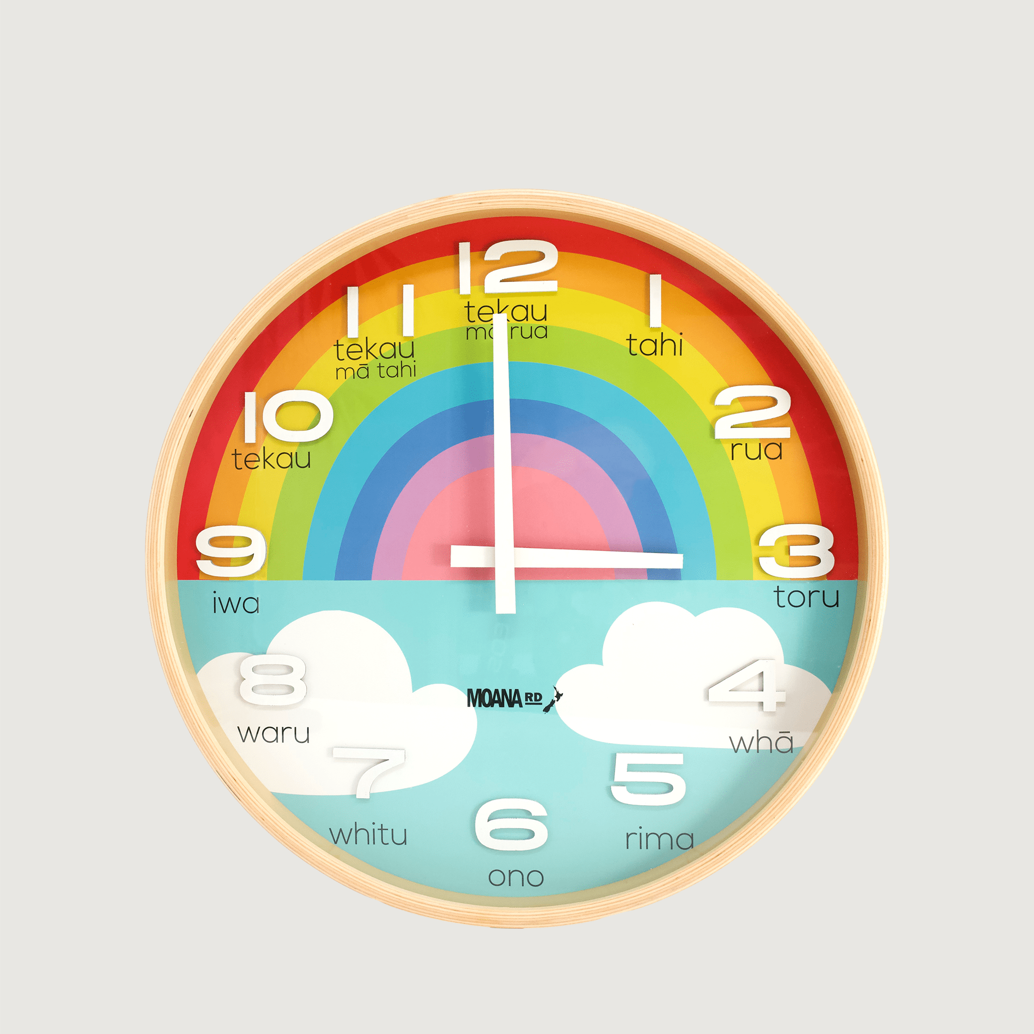 Te Reo Clock - Rainbow - Moana Road Homeware