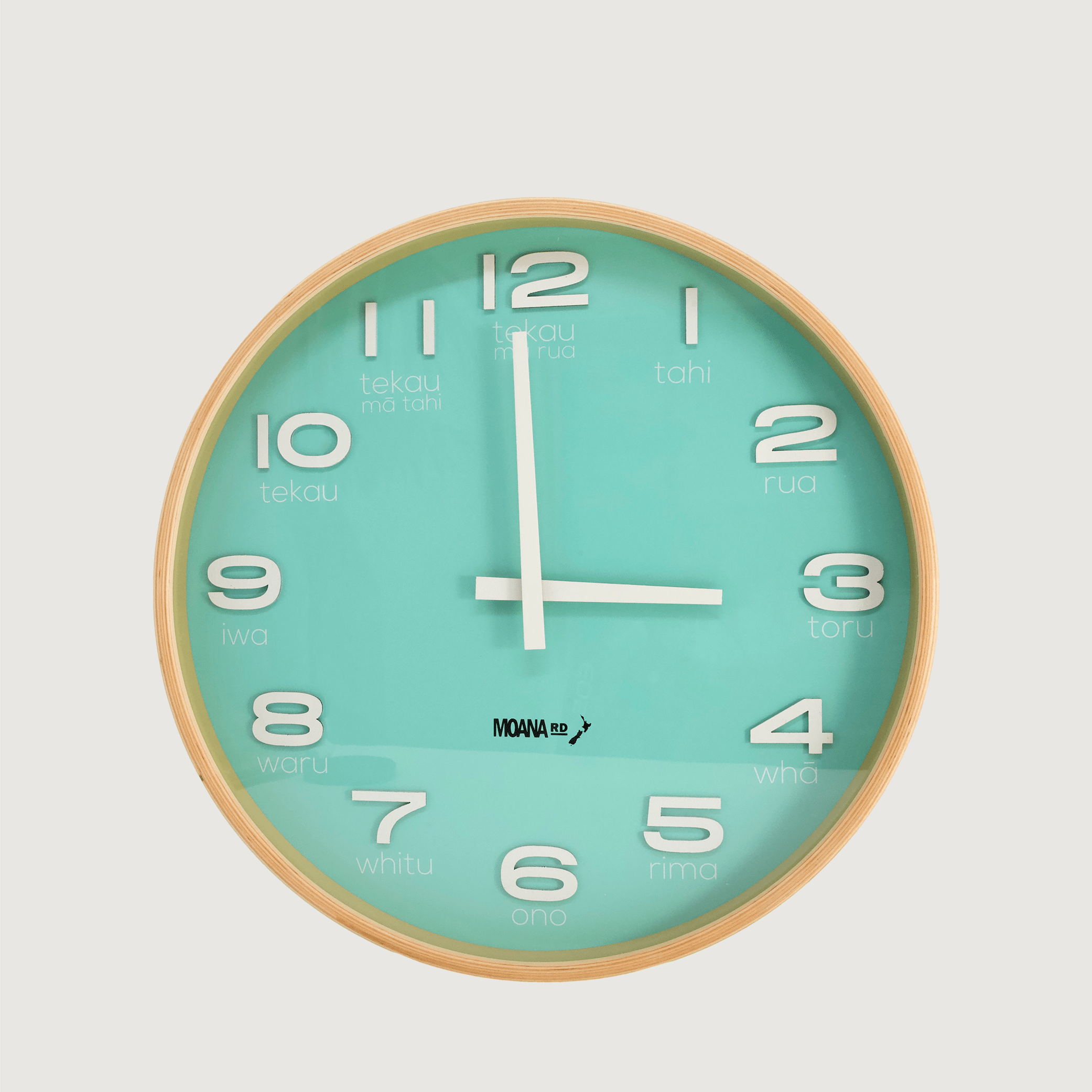 Te Reo Māori Clock - Teal - Moana Road Homeware